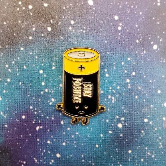 None | Jewelry | Stay Positive Battery Enamel Pin | Poshmark